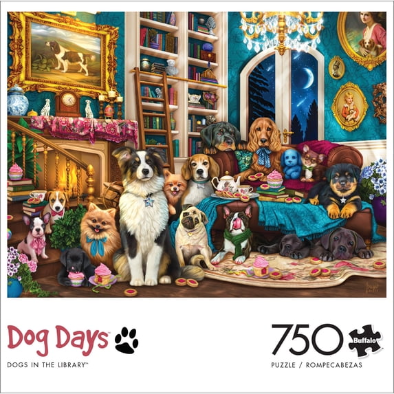 Buffalo Games 750-Piece Dog Days Dogs in the Library Jigsaw Puzzle ...