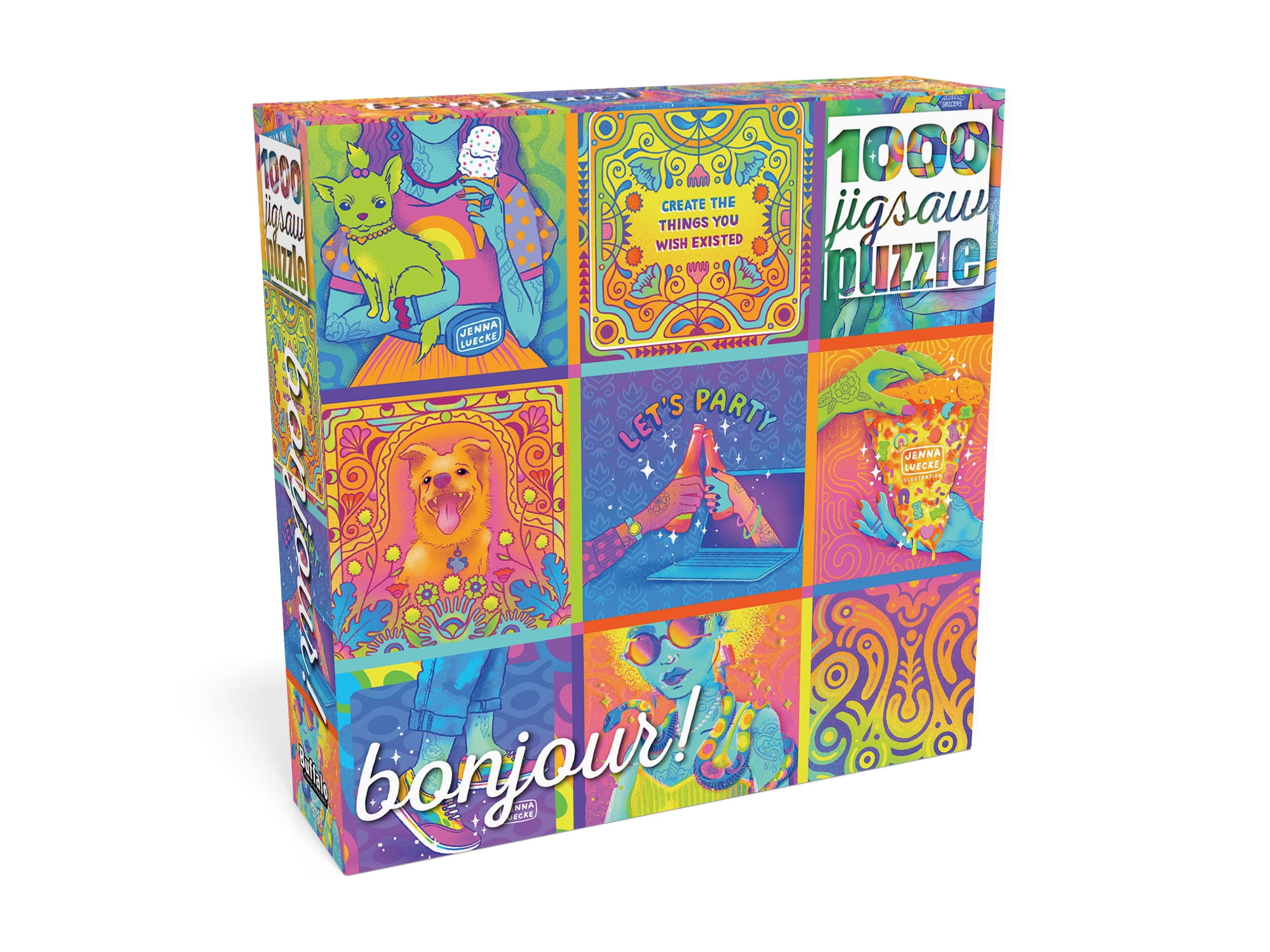 Buffalo Games Bonjour Neon Collage 1000-Piece 26.75 x 19.75-inch ...