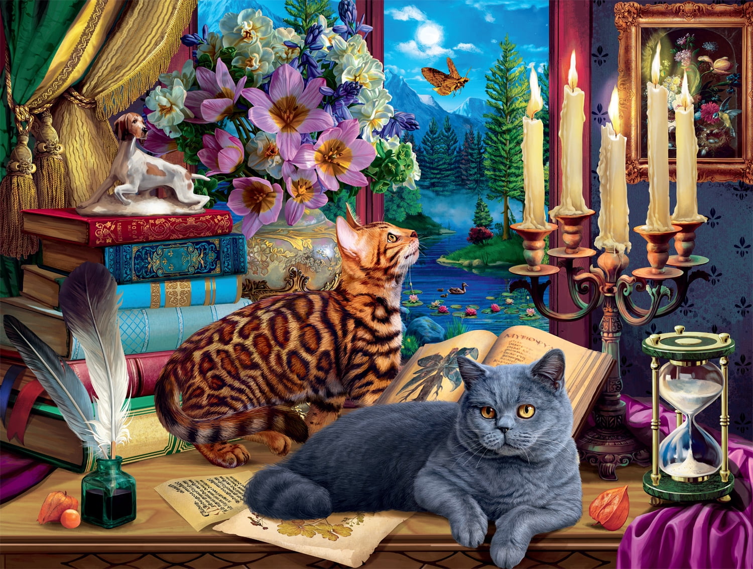 Buffalo Games CATS Series - Cats and Candelabra 750 Pieces Jigsaw ...