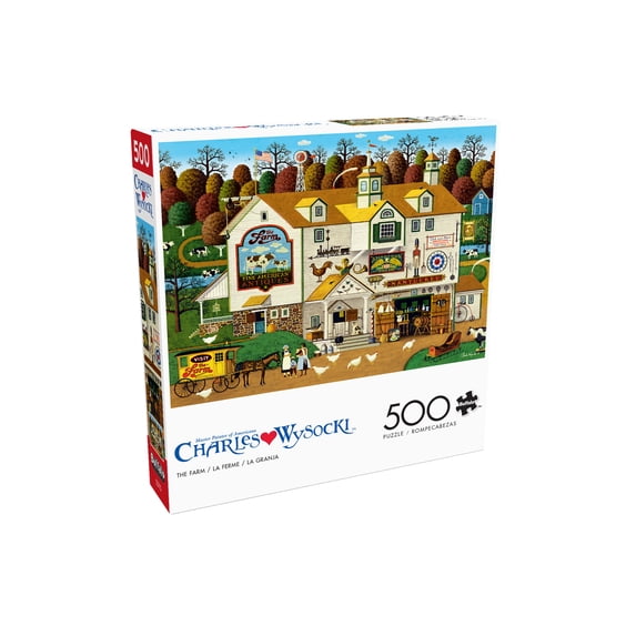 Buffalo Games Charles Wysocki The Farm 500-Piece Interlocking Jigsaw ...