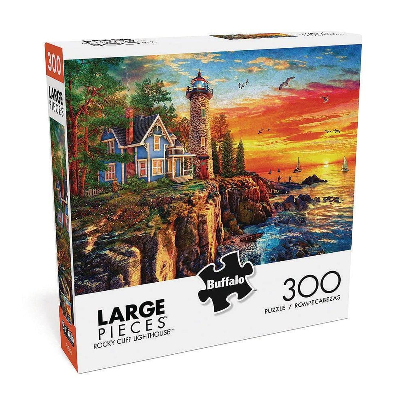 Buffalo Games - Dominic Davison - AD01 Rocky Cliff Lighthouse - 300 Piece Jigsaw Puzzle for ...