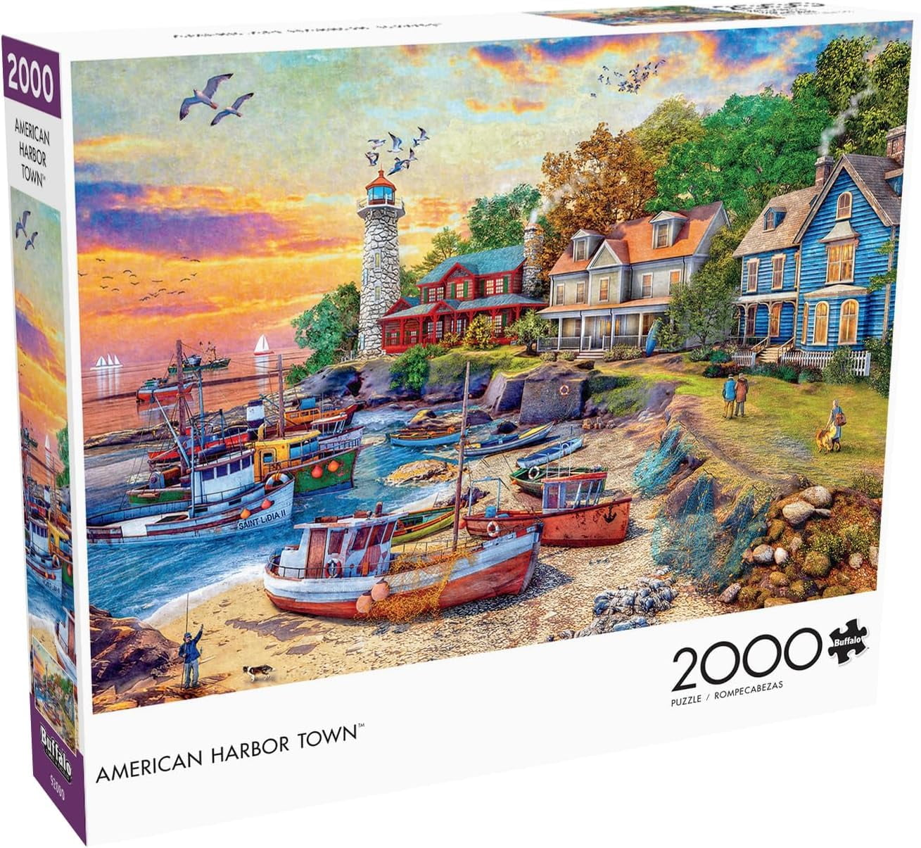 Buffalo Games - Dominic TSF6 Davison - American Harbor Town - 2000 Piece Jigsaw Puzzle for ...