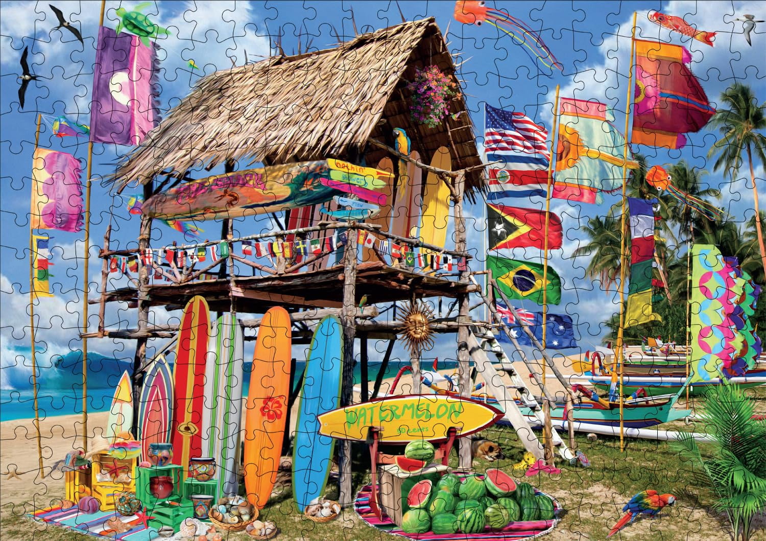 Buffalo Games - Garry MMF7 Walton - Watermelon Surf Shack - 300 Piece ...