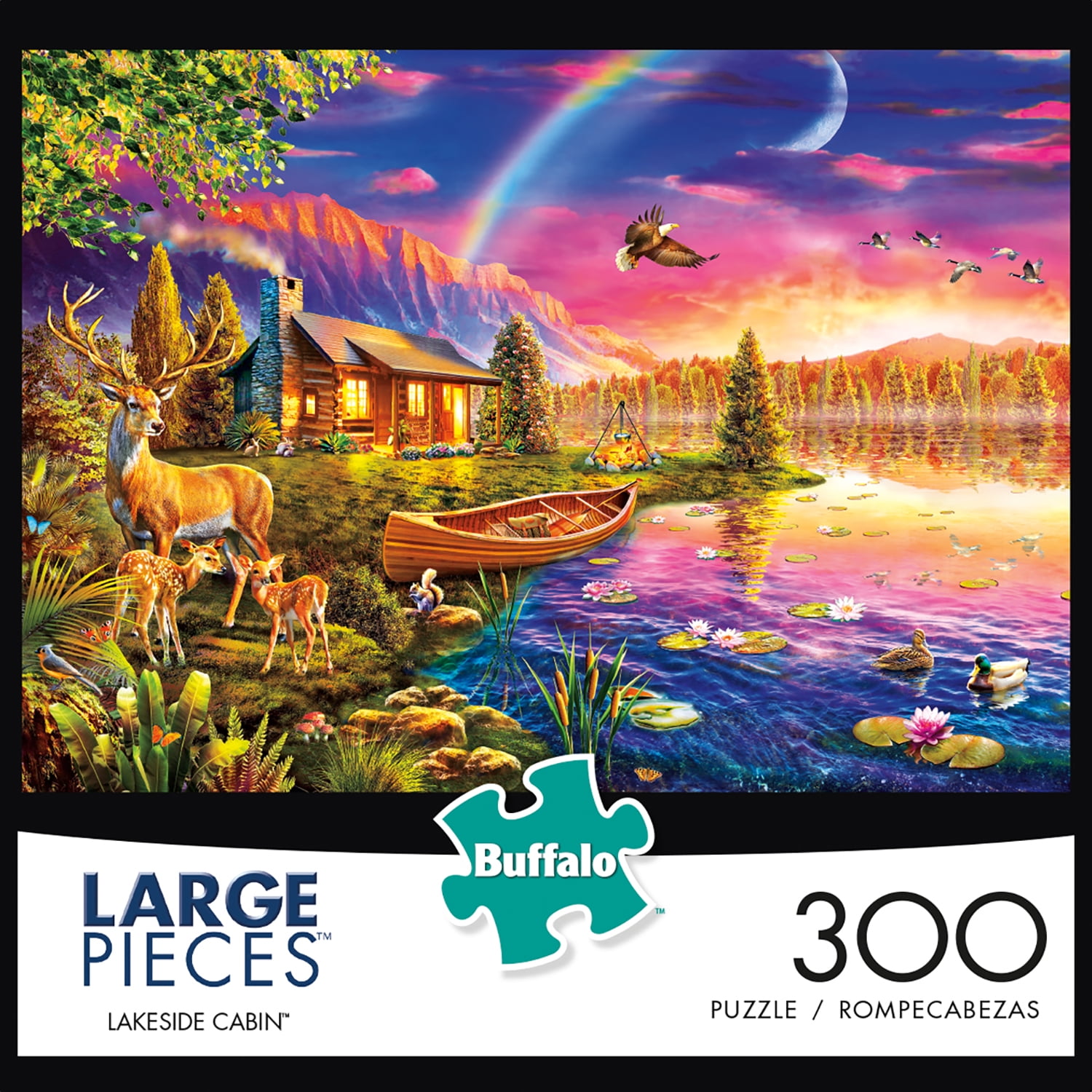 Buffalo Games - Large Piece - Lakeside Cabin - 300 Piece Jigsaw Puzzle ...