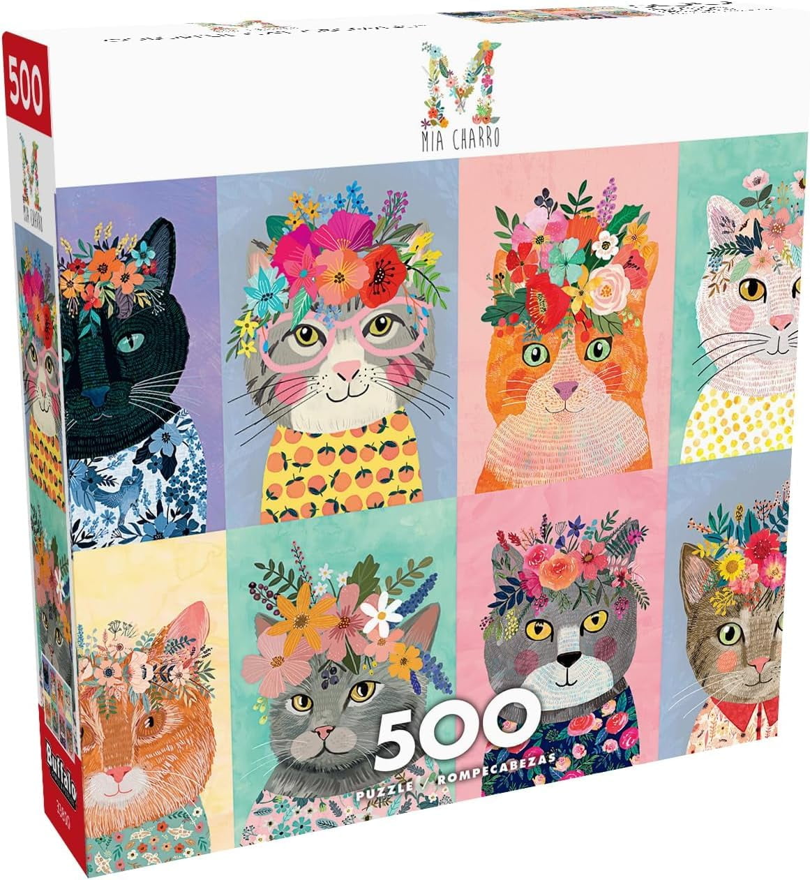 Buffalo Games - Mia AIF9 Charro - Colorful Cat Crowns - 500 Piece Jigsaw Puzzle for Adults ...