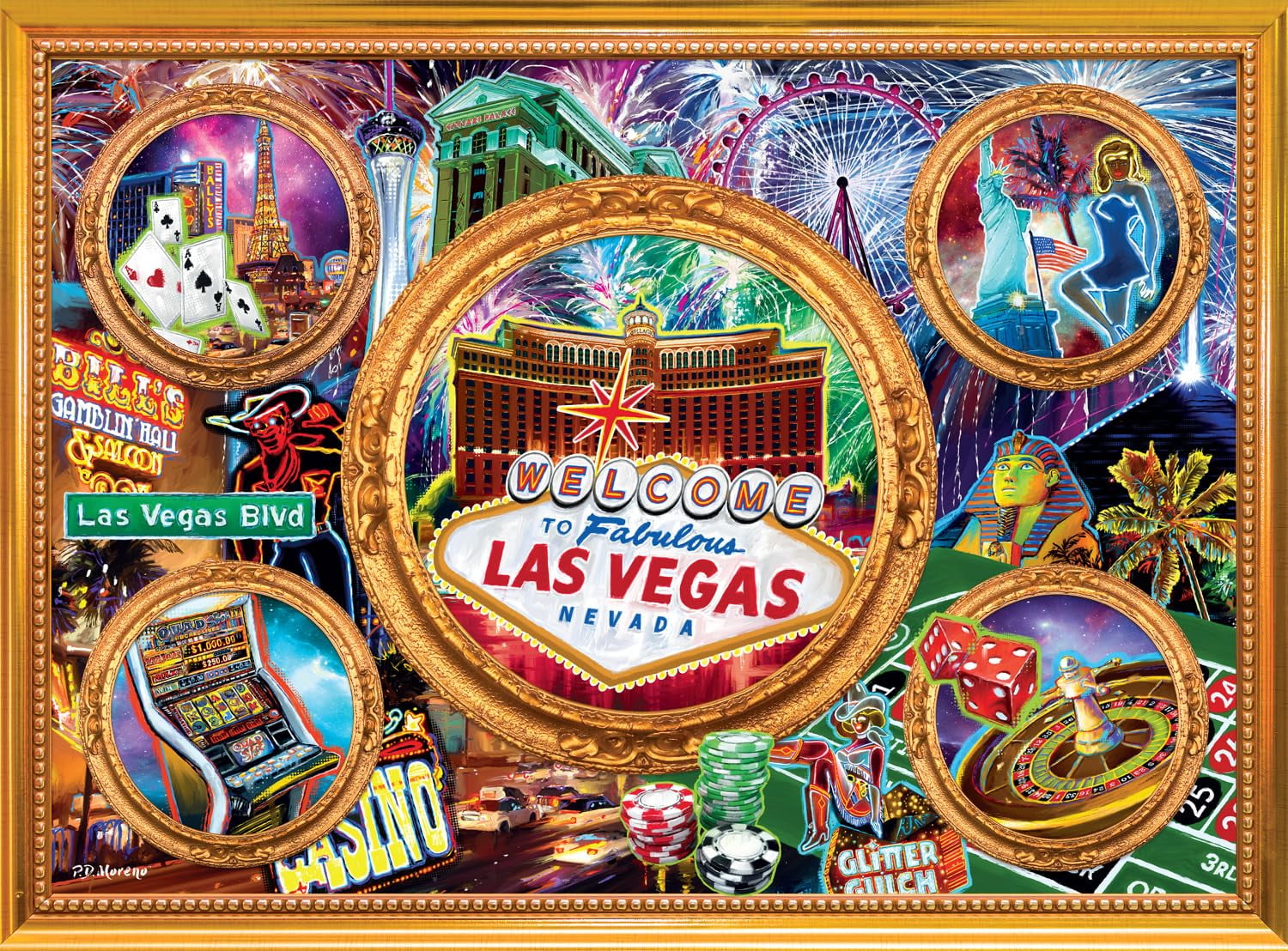 Buffalo Games - P.D. DHF10 Moreno - Las Vegas Collage - 1000 Piece ...
