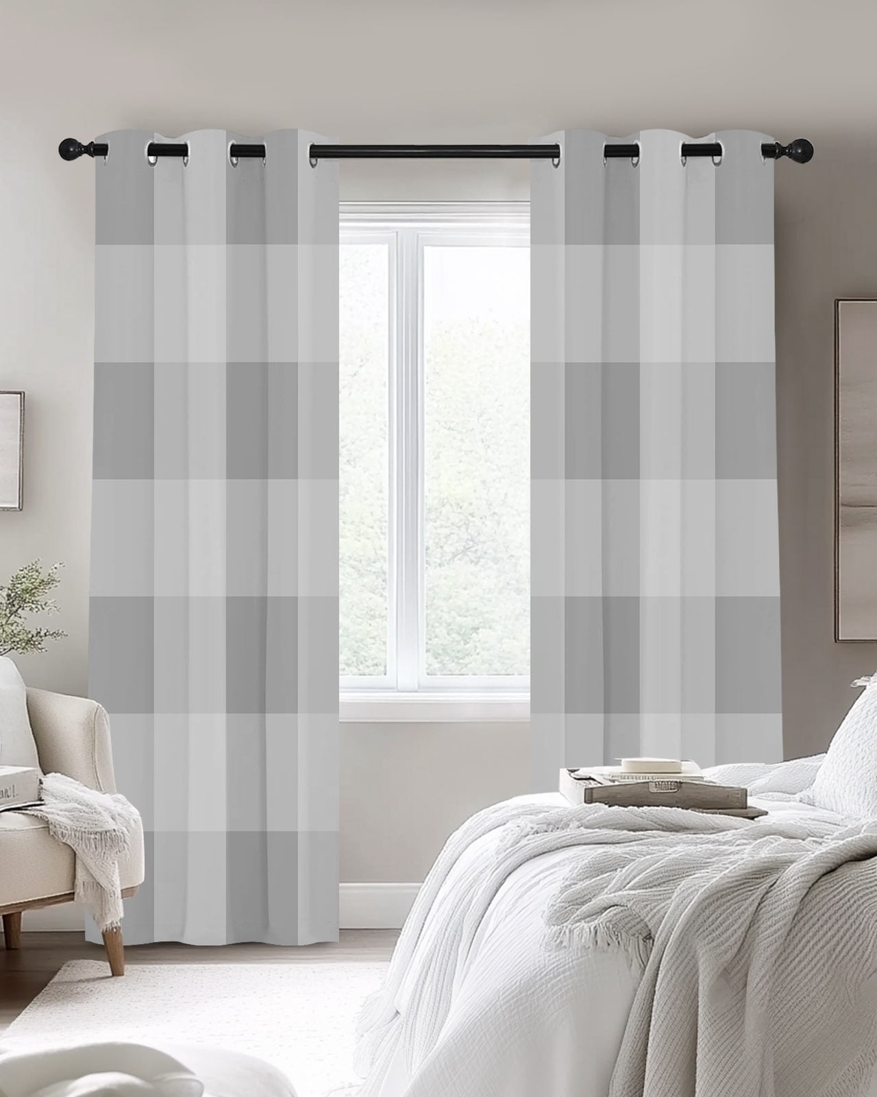Buffalo Grey Plaid Blackout Curtains 2 Panels, Spring Simple Pattern ...