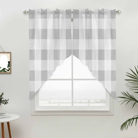 Buffalo Grey Plaid Swag Curtain Valance for Windows, Spring Simple ...