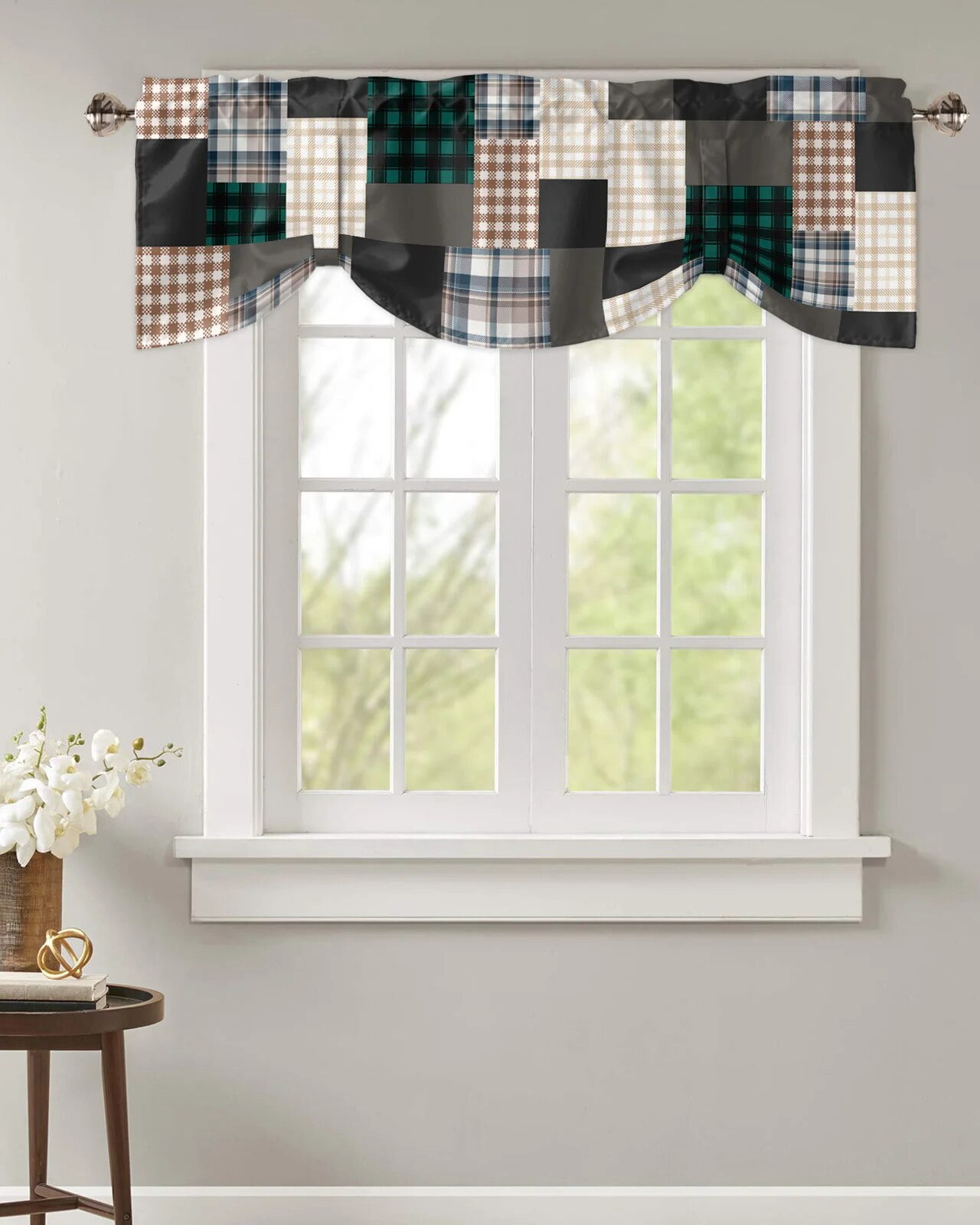 Buffalo Grid Texture Squares Window Curtain Kitchen Cabinet Coffee Tie ...