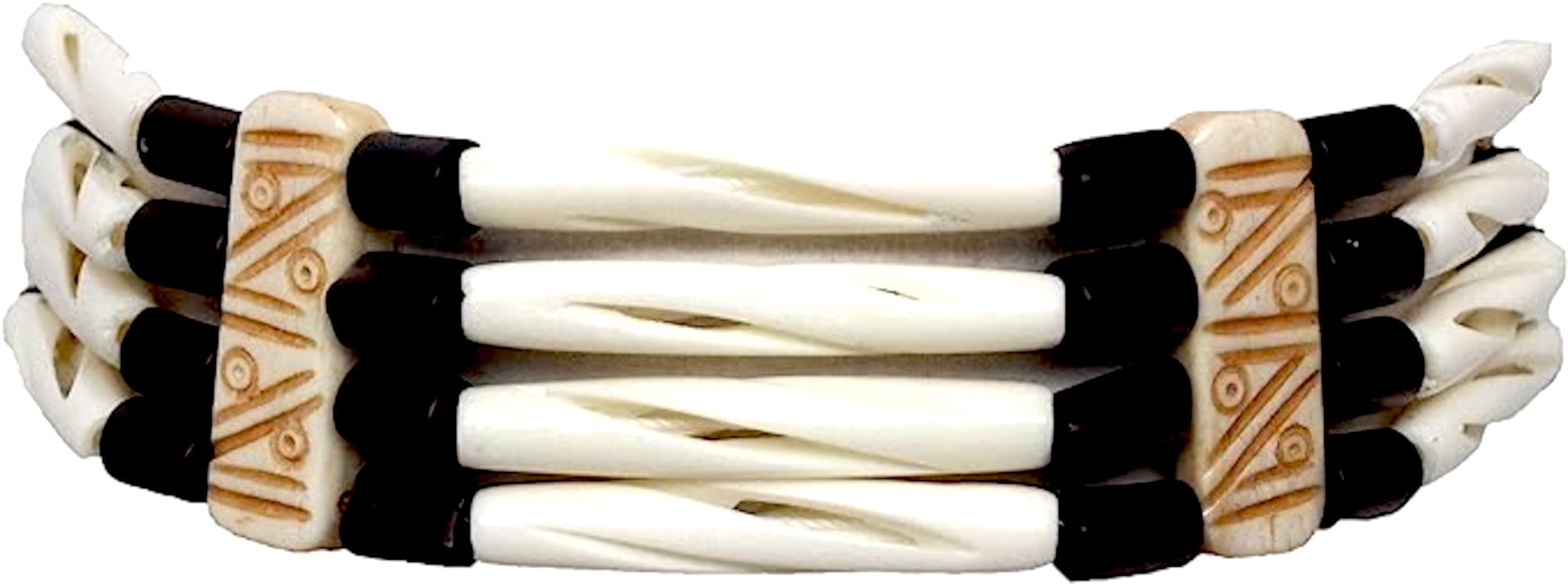 Buffalo Hair Pipe Strap Choker Necklace in 4 Strands Lines with ...