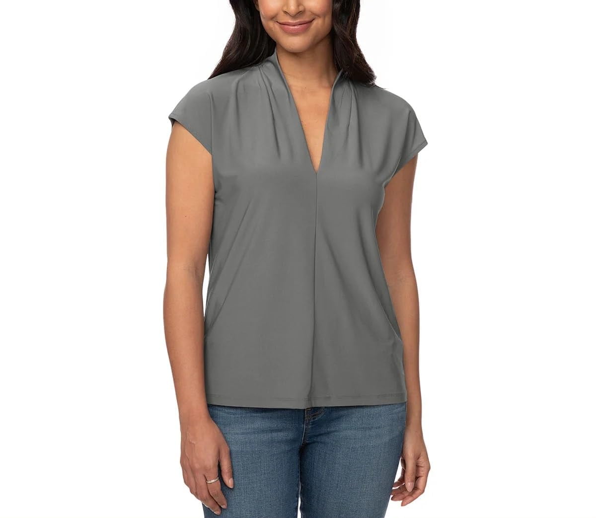 Buffalo Ladies' V-Neck Comfort Fit Cap Sleeves Blouse Medium Regular Sedona Sage - Walmart.com