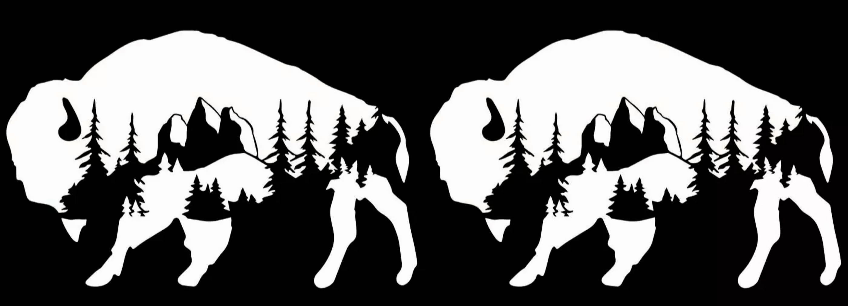 Buffalo - Mountains Two 5" White Vinyl Decals Car Truck Windows Laptop ...