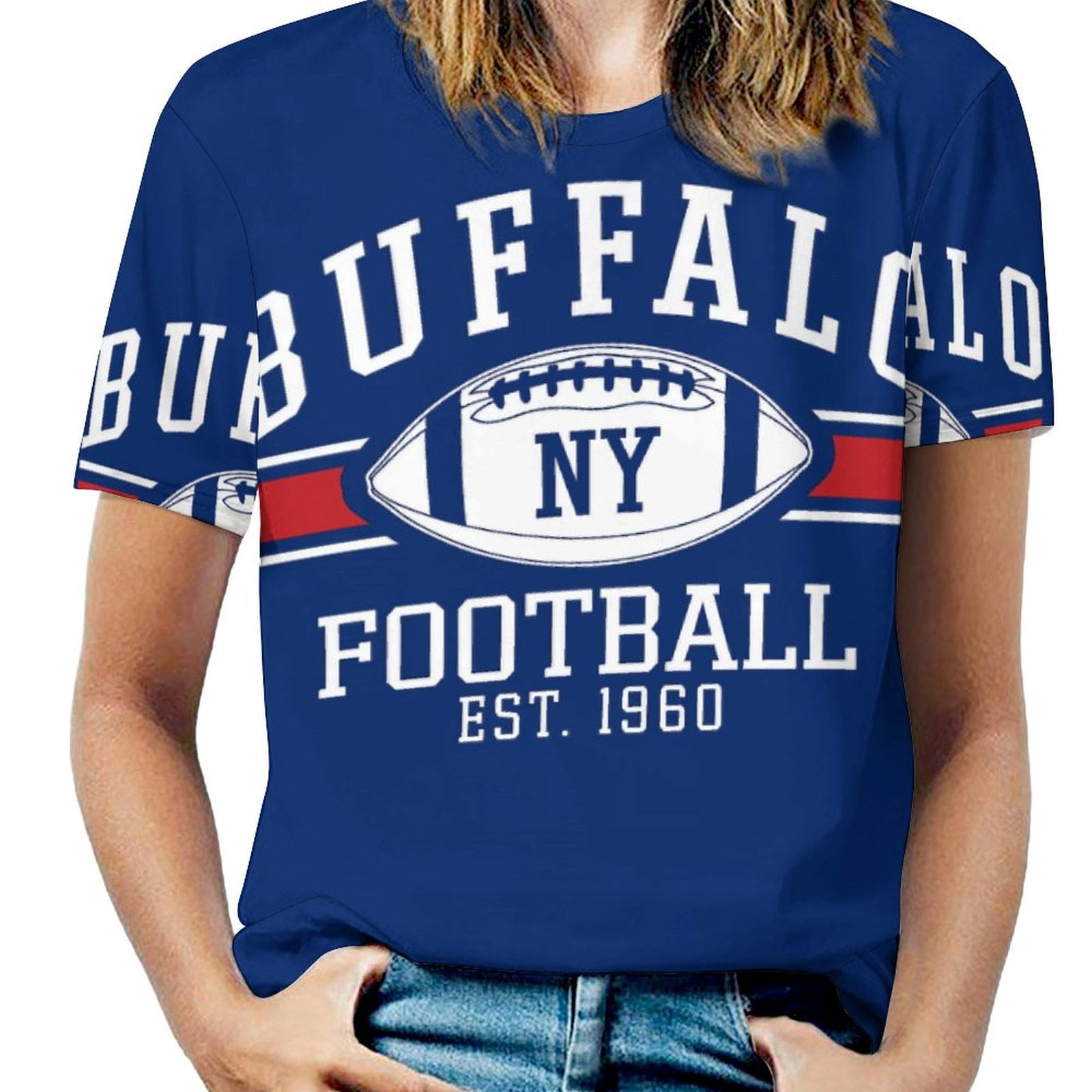 Buffalo NY Football Classic Women's Short Sleeve Tops Casual Blouses T ...