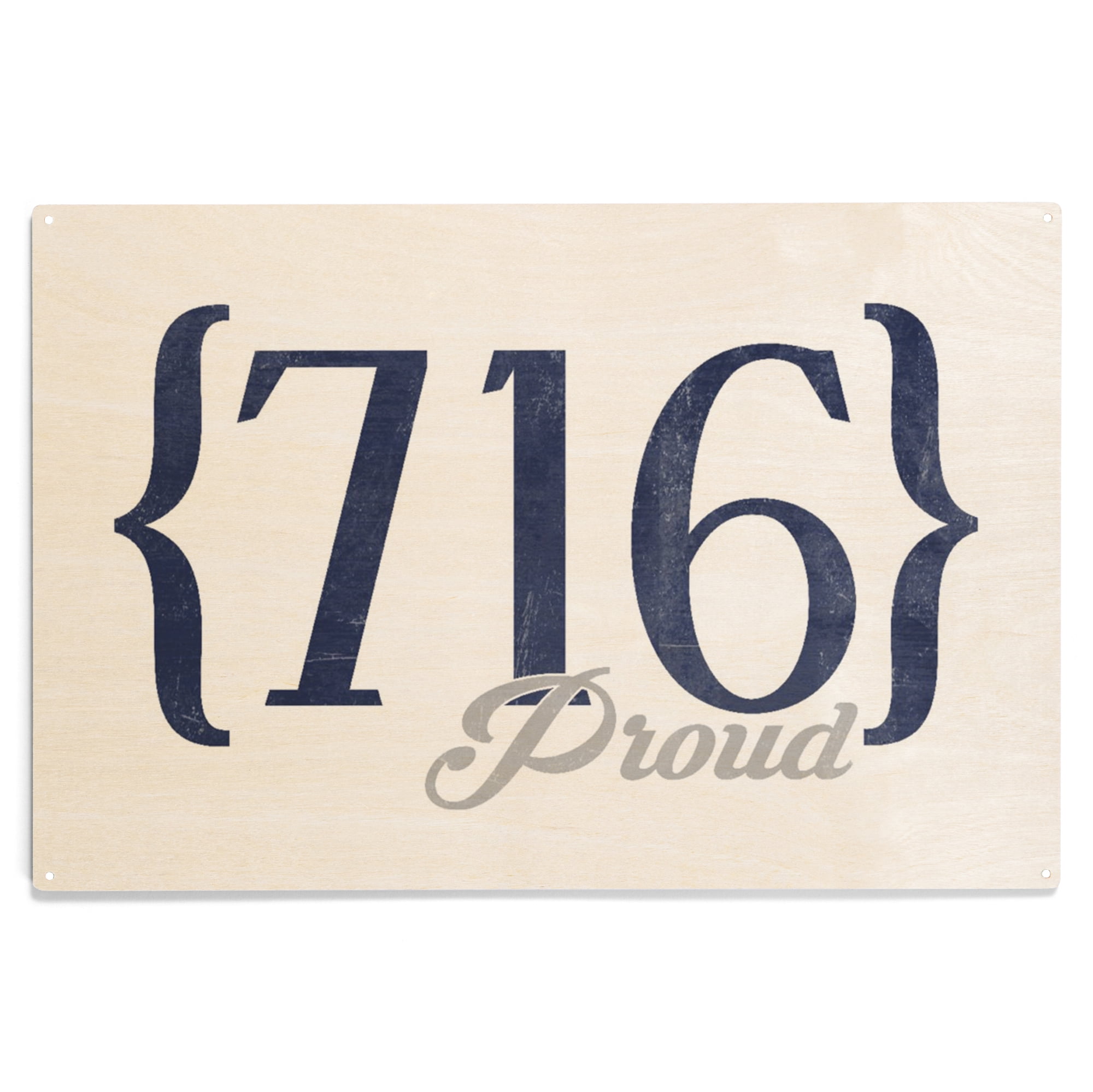 Buffalo, New York, 716 Area Code (Blue) Birch Wood Wall Sign (10x15 ...