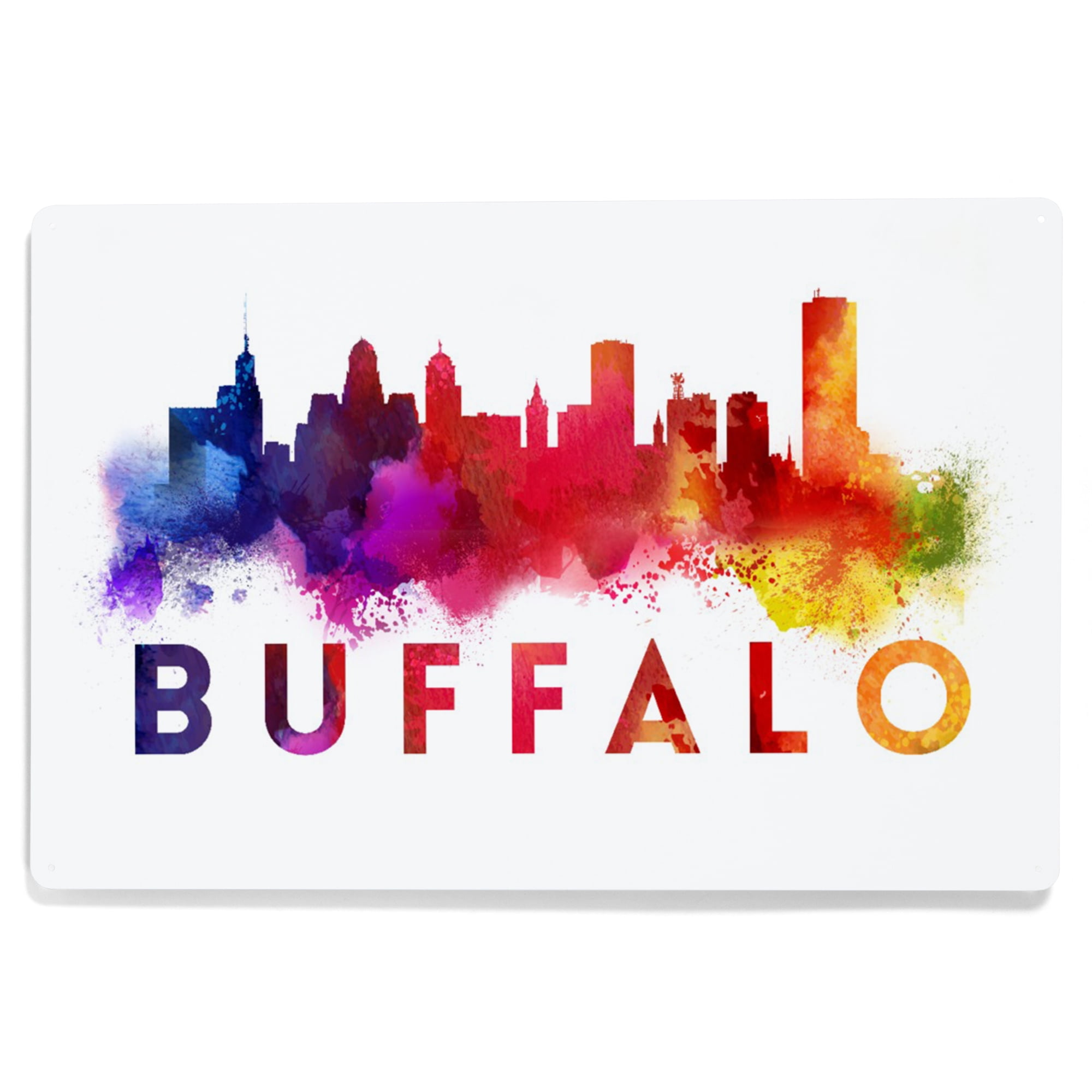 Buffalo, New York, Skyline Abstract, Large Letters (12x18 Aluminum Art ...