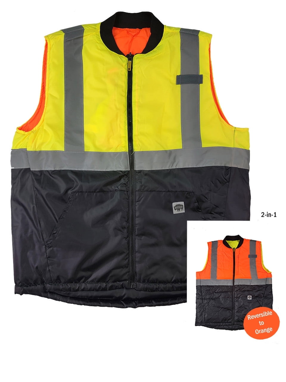 Buffalo Outdoors Workwear Men's Hi-Vis 2-in-1 Reversible Safety Vest ...