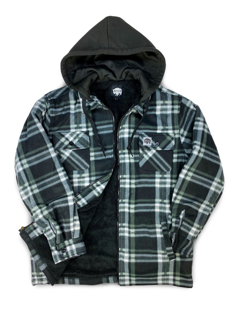 Buffalo Outdoors® Workwear Sherpa Lined Hooded Fleece - Walmart.com