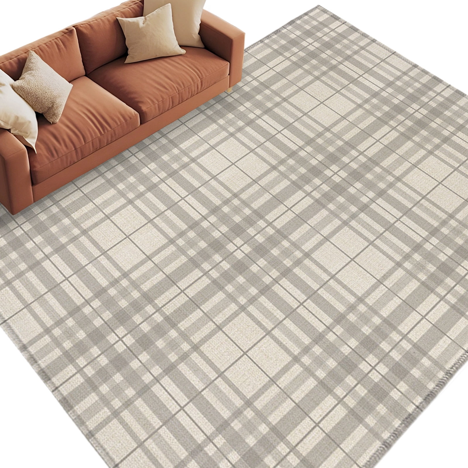 Buffalo Plaid Area Rug 5x8 Washable Rug Non Slip Slate Gray Farmhouse ...