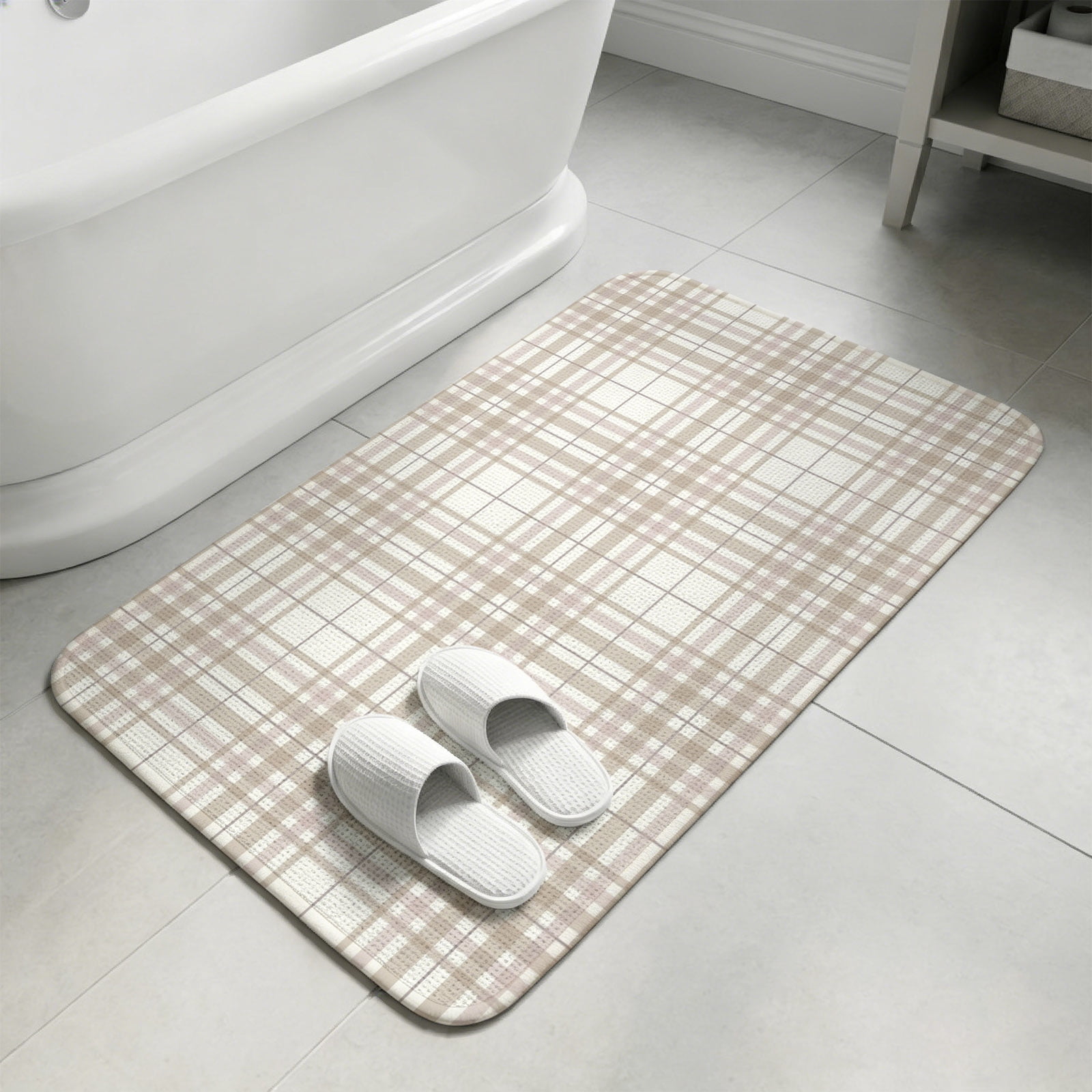 Buffalo Plaid Bathroom Rugs Non Slip Washable Bath Mat Absorbent Front ...