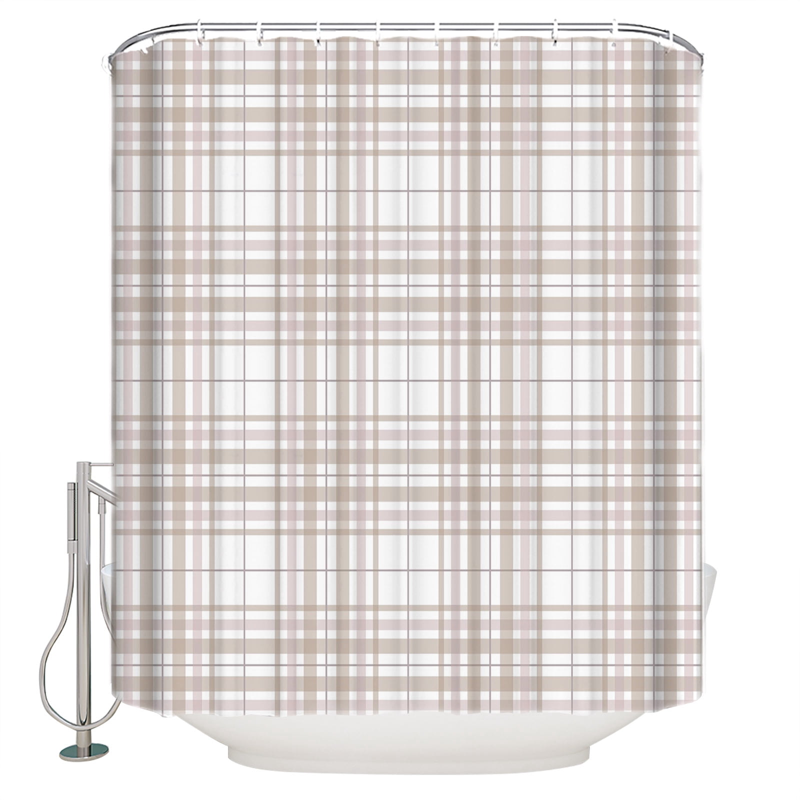 Buffalo Plaid Bathroom Shower Curtains with 12 Hooks Polyester ...