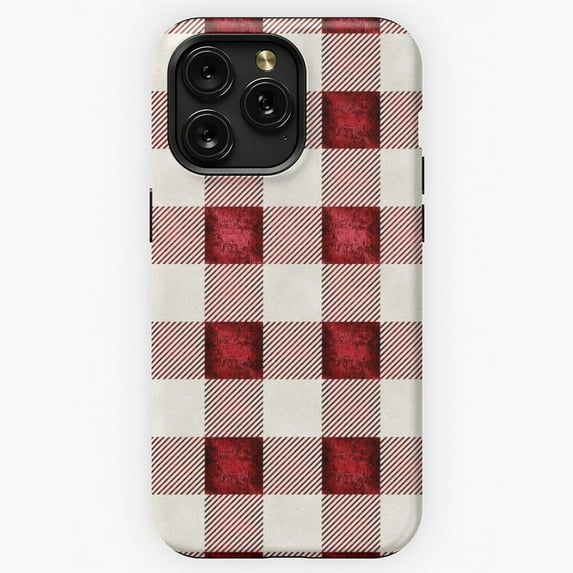 Buffalo Plaid Black Red Bold Design iPhone Case 17 to 11 Pro Max ...