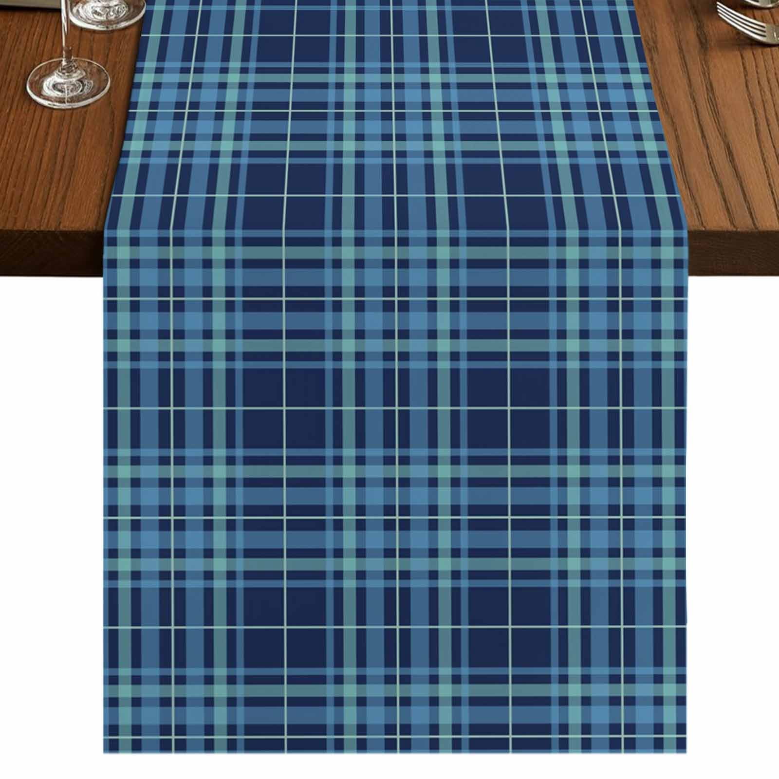Buffalo Plaid Burlap Cotton Table Runner 13x72 Inches Long, Midnight ...