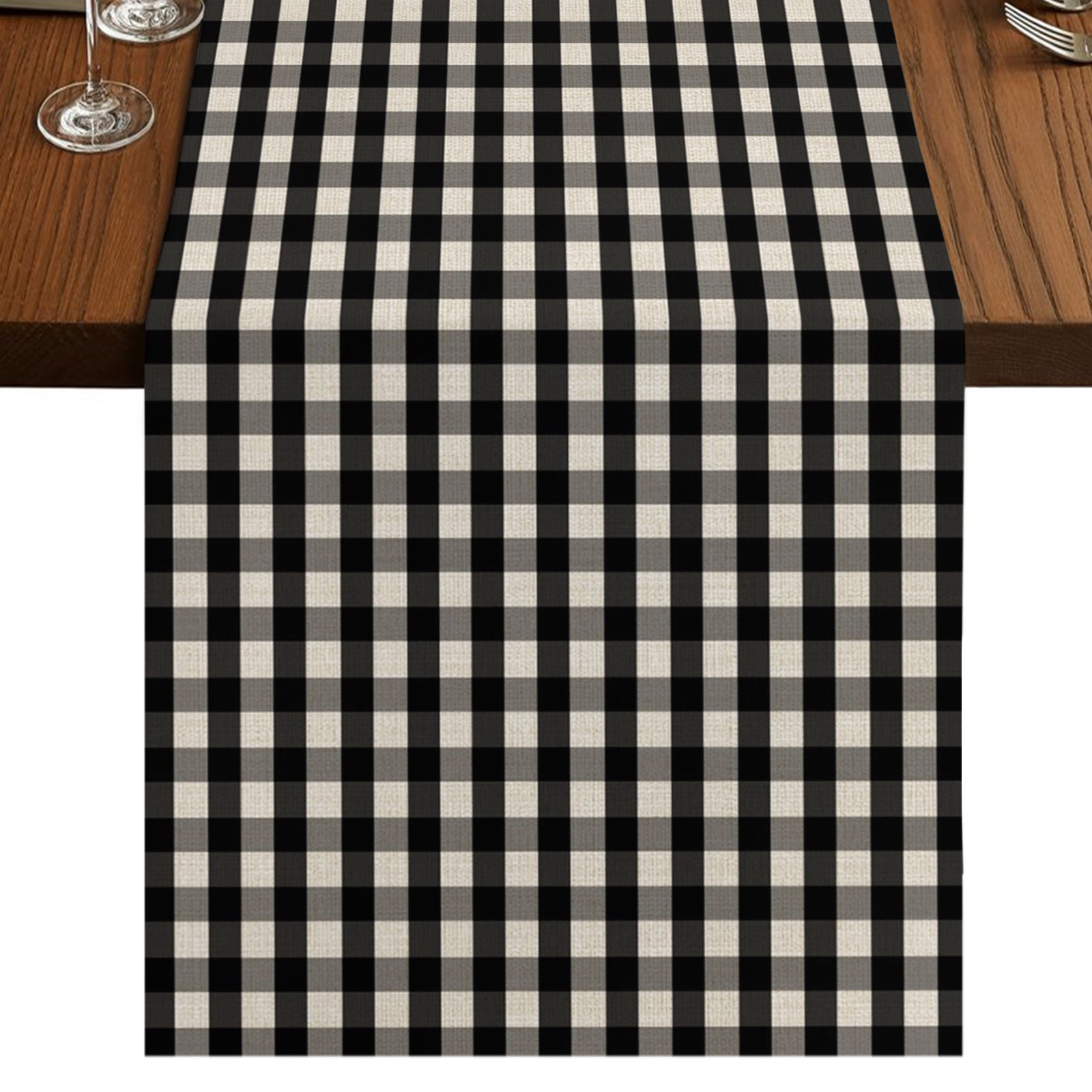 Buffalo Plaid Burlap Cotton Table Runner 13x90 Inches Long, Farmhouse ...