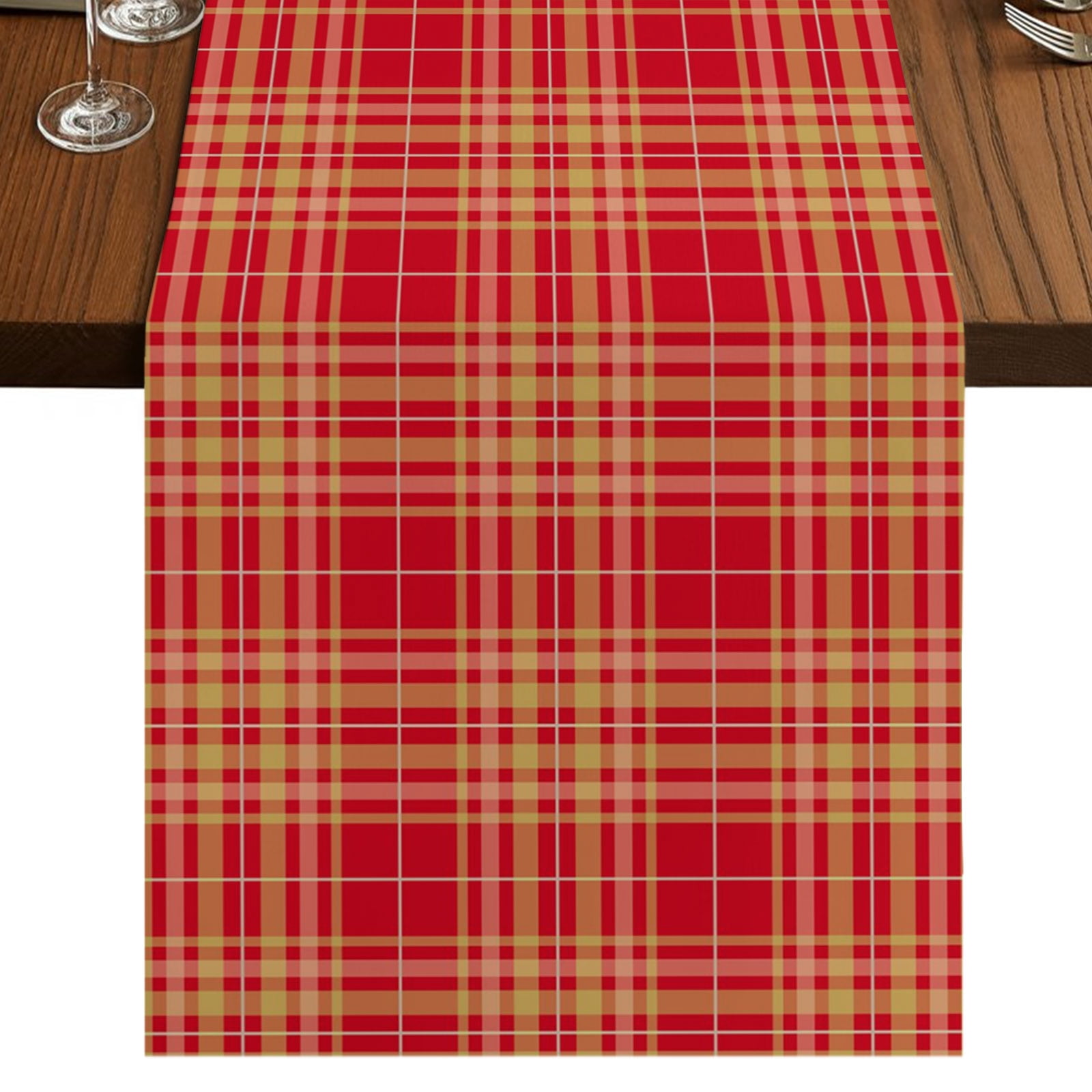 Buffalo Plaid Burlap Cotton Table Runner 18x72 Inches Long, Amber ...