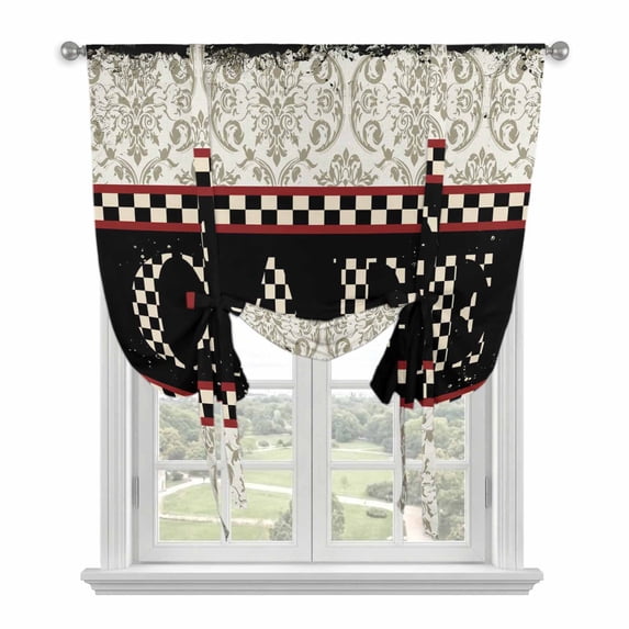 Buffalo Plaid Cafe Tie Up Curtains for Window, Thermal Insulated ...