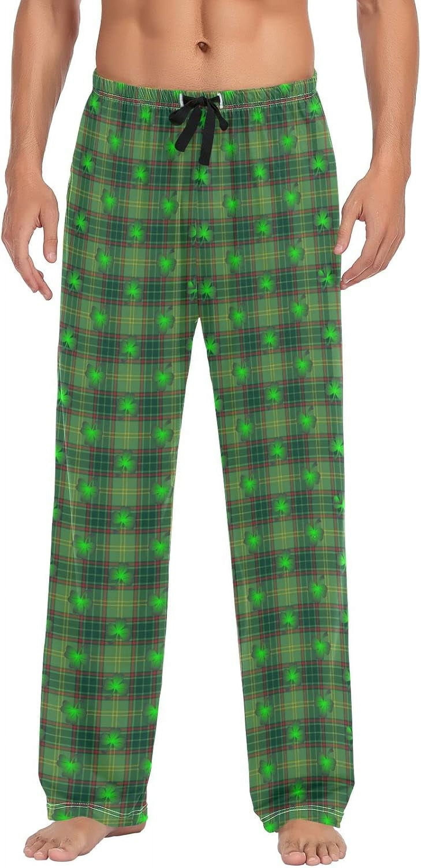 Buffalo Plaid Check Blue Green Pajama Pants Mens Lounge Pants Casual ...
