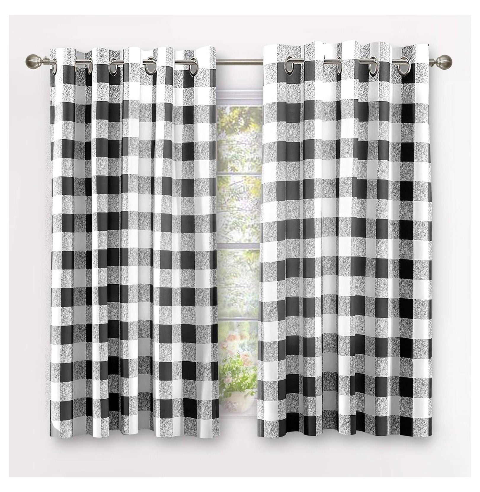 Buffalo Plaid Check Curtains Black and White Buffalo Checkered Blackout ...
