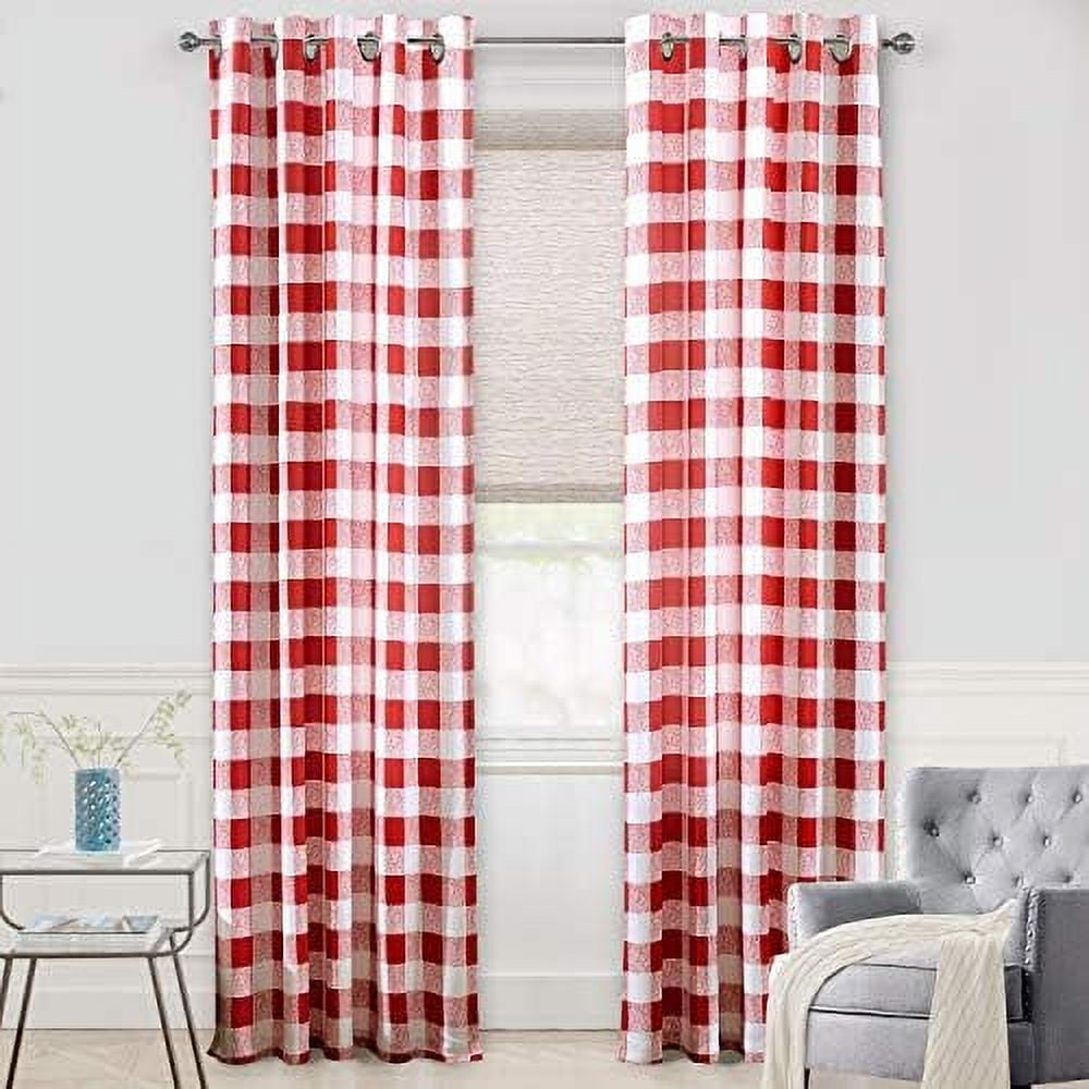 Buffalo Plaid Check Curtains Red and White Buffalo Checkered Extra Long ...