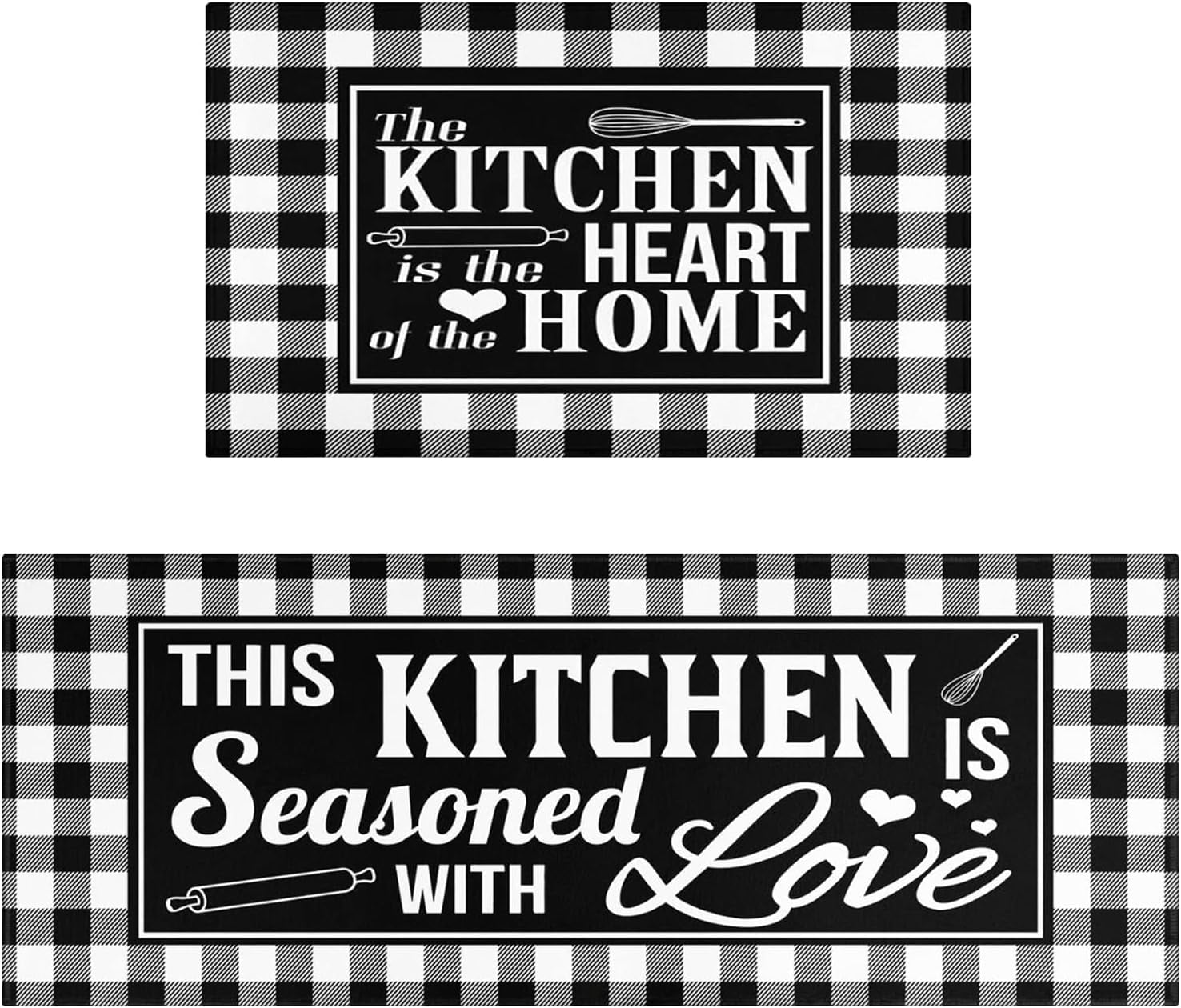 Buffalo Plaid Check Kitchen Rug Black and White Farmhouse Kitchen Rugs ...