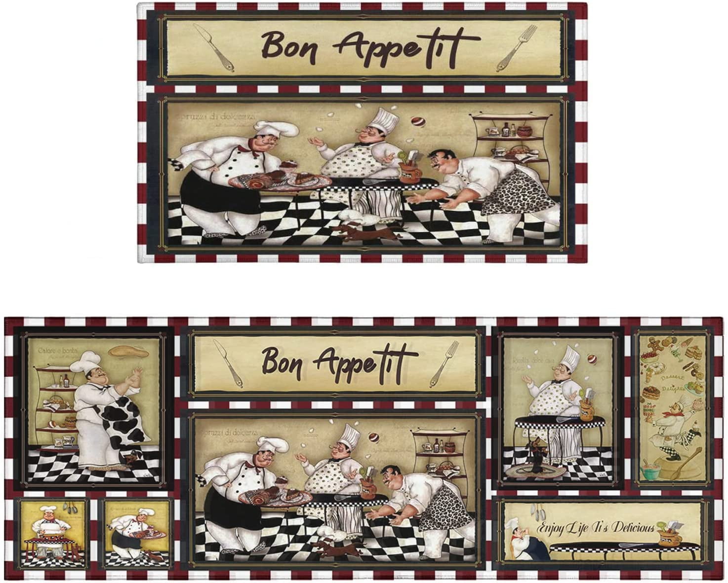 Buffalo Plaid Check Kitchen Rug Black and White Farmhouse Kitchen Sets ...