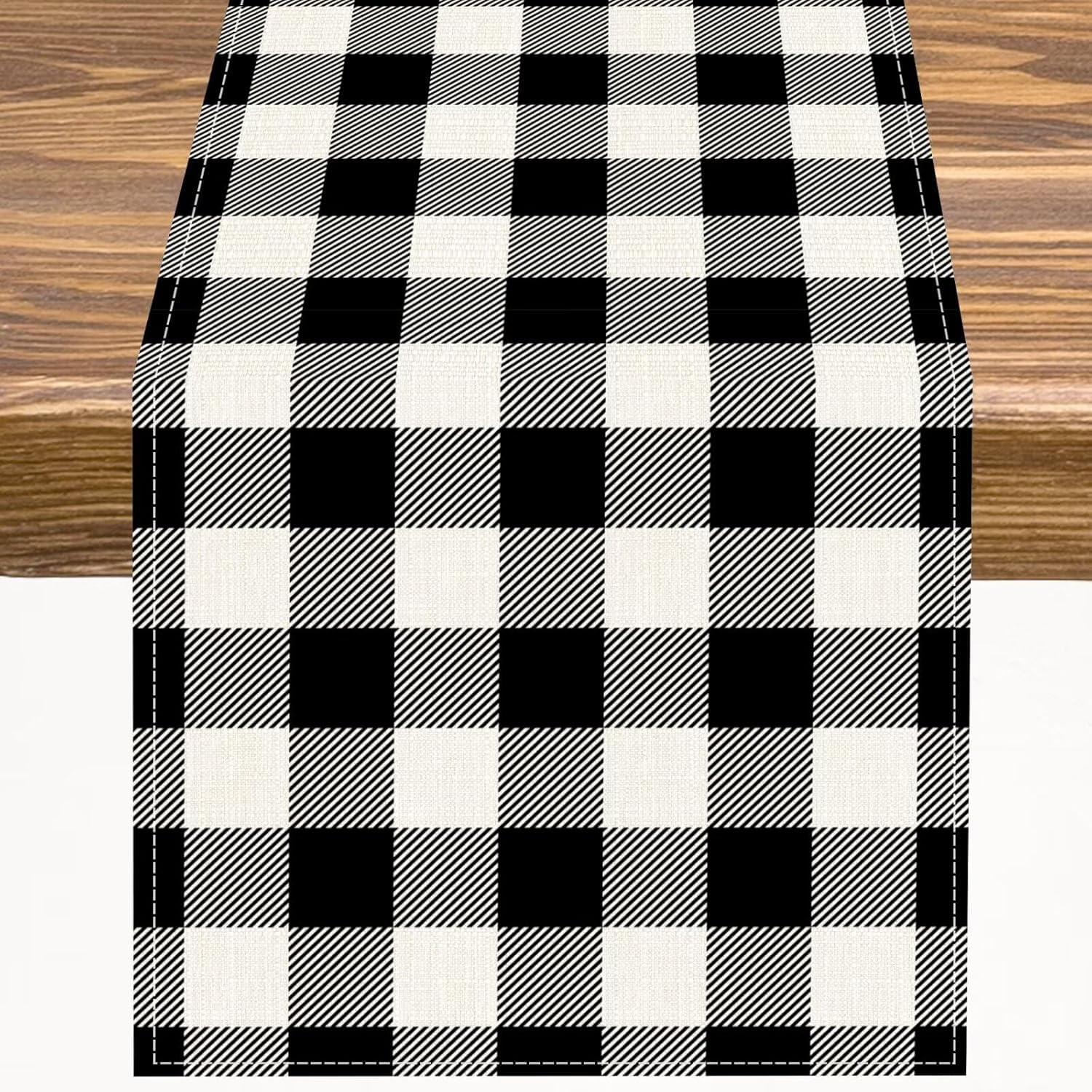 Buffalo Plaid Check Table Runner Black and White Buffalo Checkered ...