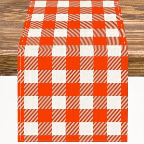 Buffalo Plaid Check Table Runner Burnt Orange and White Buffalo ...