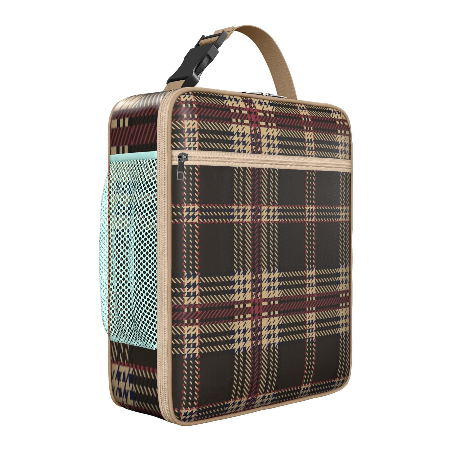 Buffalo Plaid Checkered Insulated Lunch Bag – Abstract Vintage Red and ...