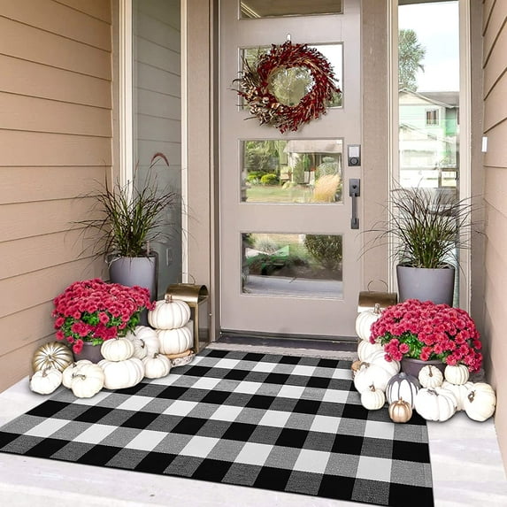 Buffalo Plaid Checkered Rug 3x5 Ft Front Door Mats, Washable Area Rugs ...