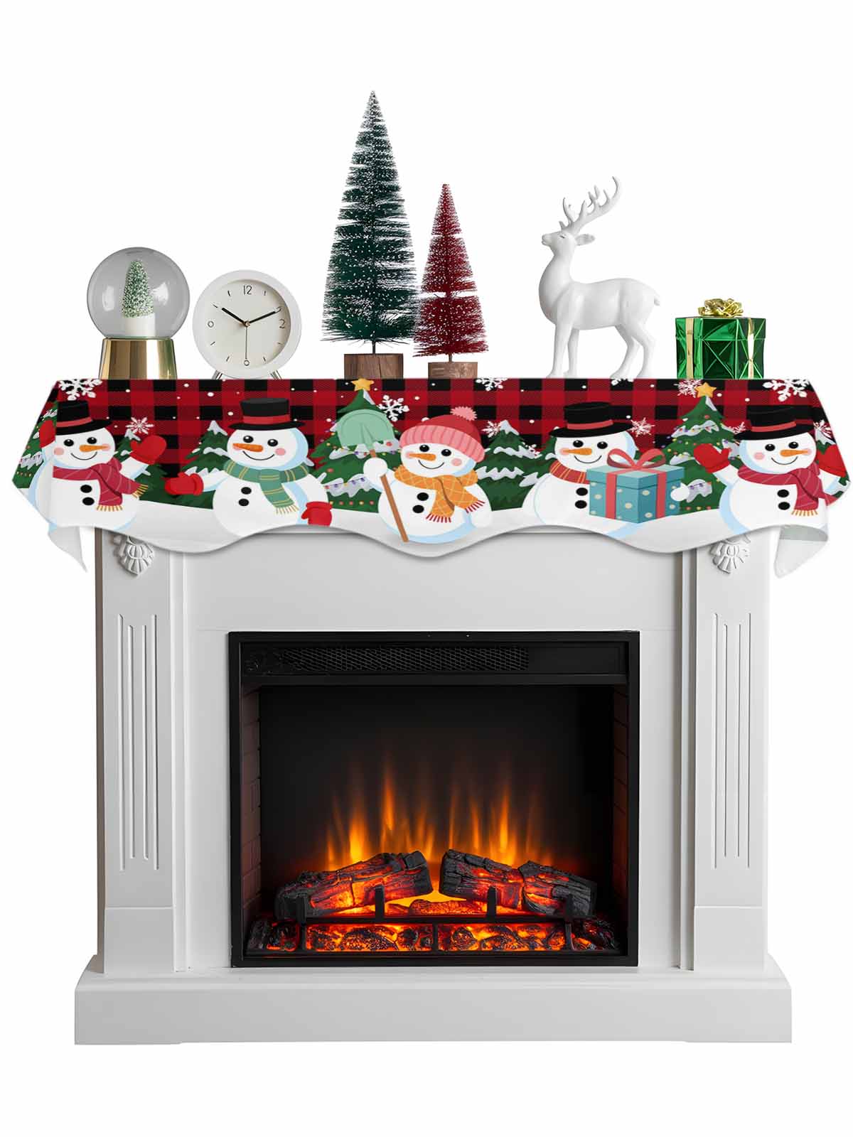 Buffalo Plaid Christmas Mantel Scarf Fireplace Decorations for Living ...