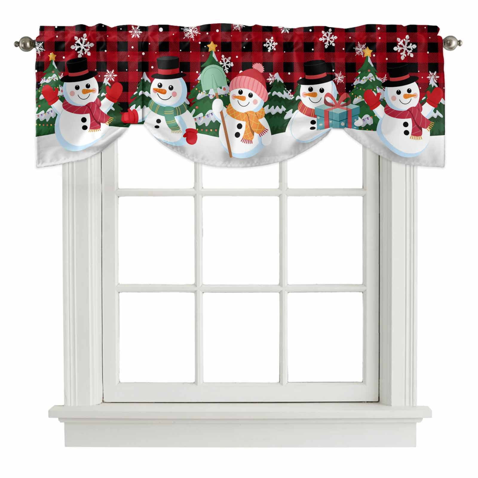 Buffalo Plaid Christmas Tie Up Valance Curtains for Windows, Kitchen ...