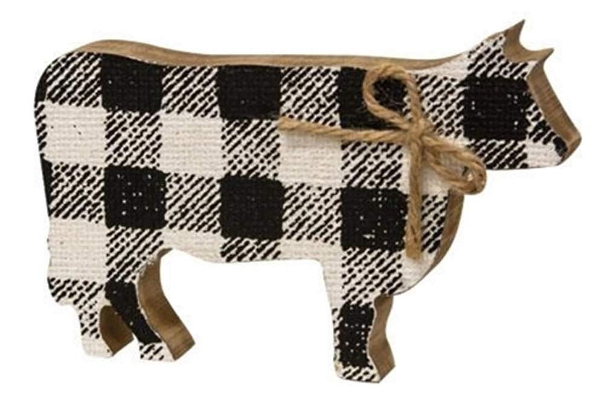 Buffalo Plaid Cow Sitter | 6x4 inch | Country Decor - Walmart.com