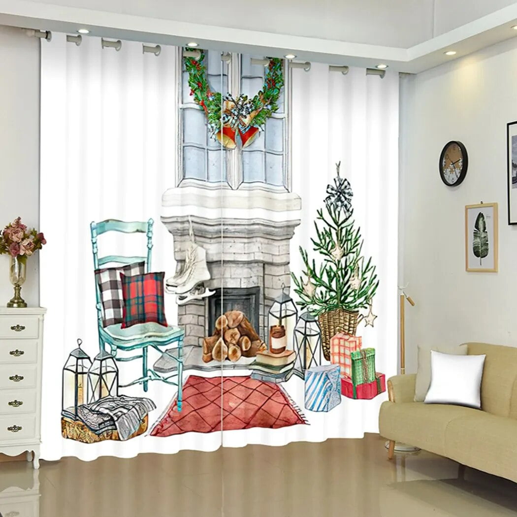 Buffalo Plaid Curtain Woven Linen Texture Farmhouse Polyester Pongee ...