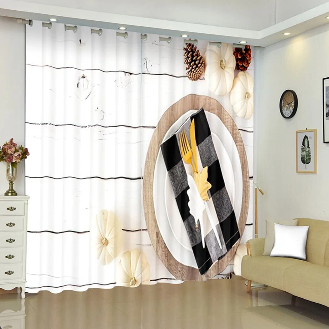 Buffalo Plaid Curtain Woven Linen Texture Farmhouse Polyester Pongee ...