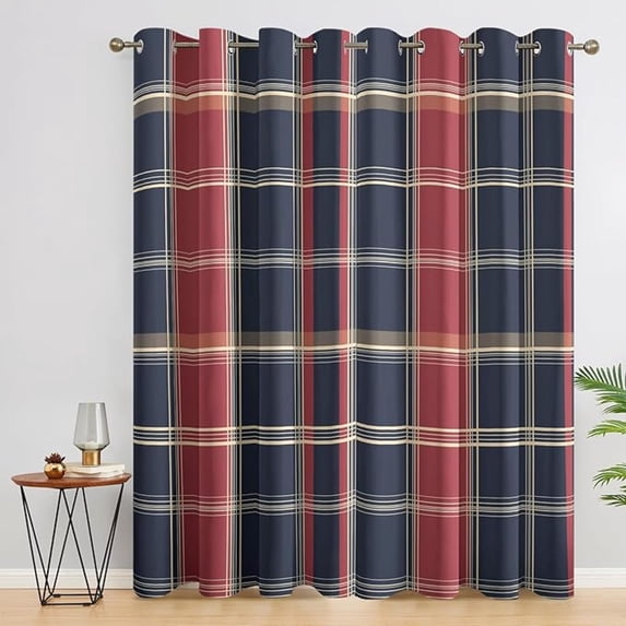 Buffalo Plaid Curtains for Bedroom, Tartan Curtain for Living Room, Red ...