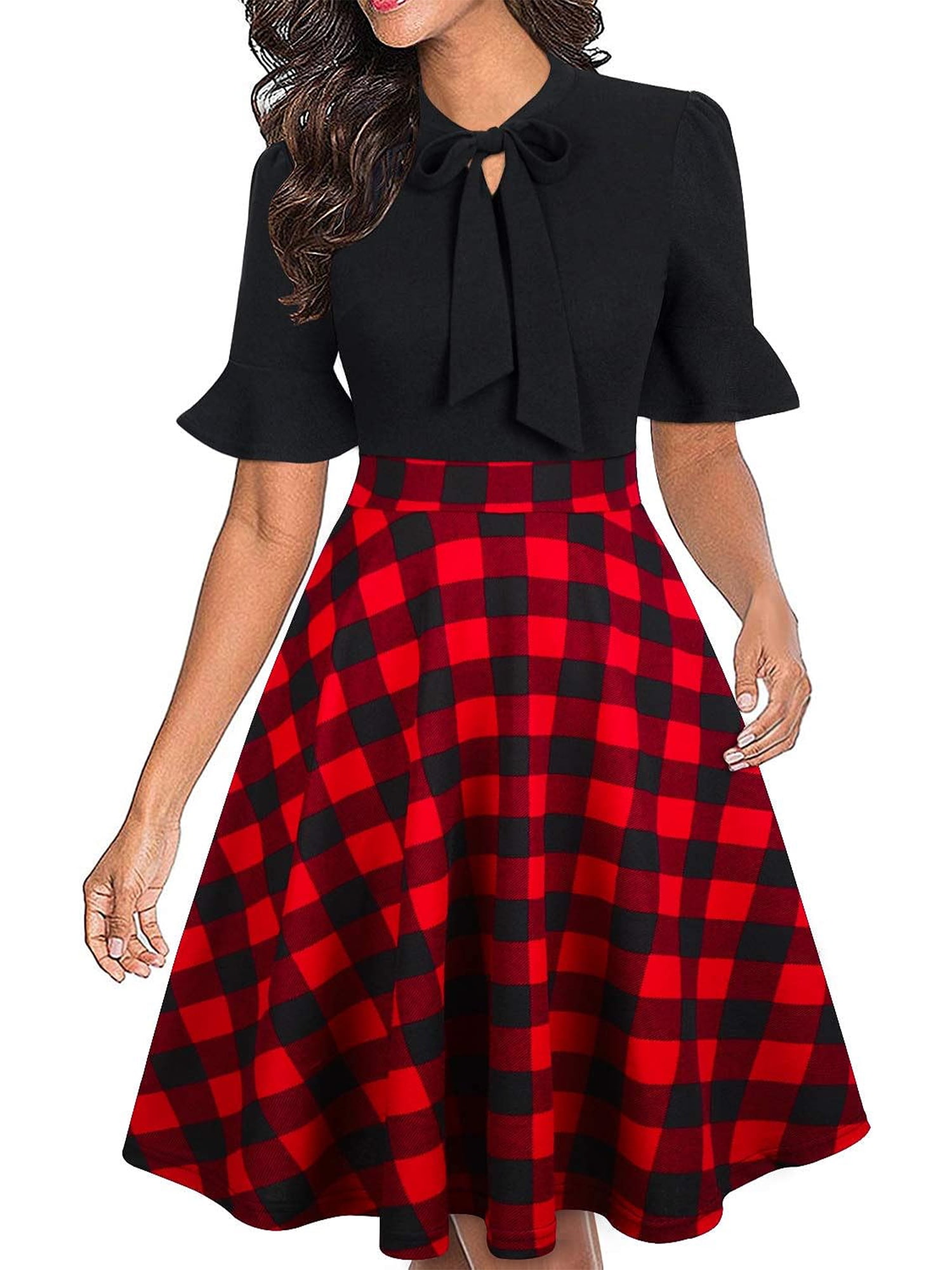 Buffalo Plaid Dress Women Summer Cute Ladies Church Travel Vacation ...
