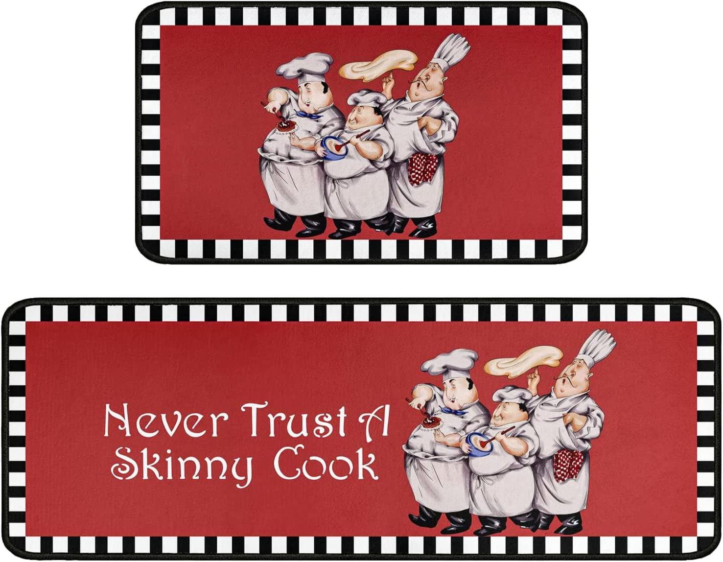 Buffalo Plaid Fat Chef Kitchen Rugs and Mats Set 2 Pieces - 17x47+17x30 ...