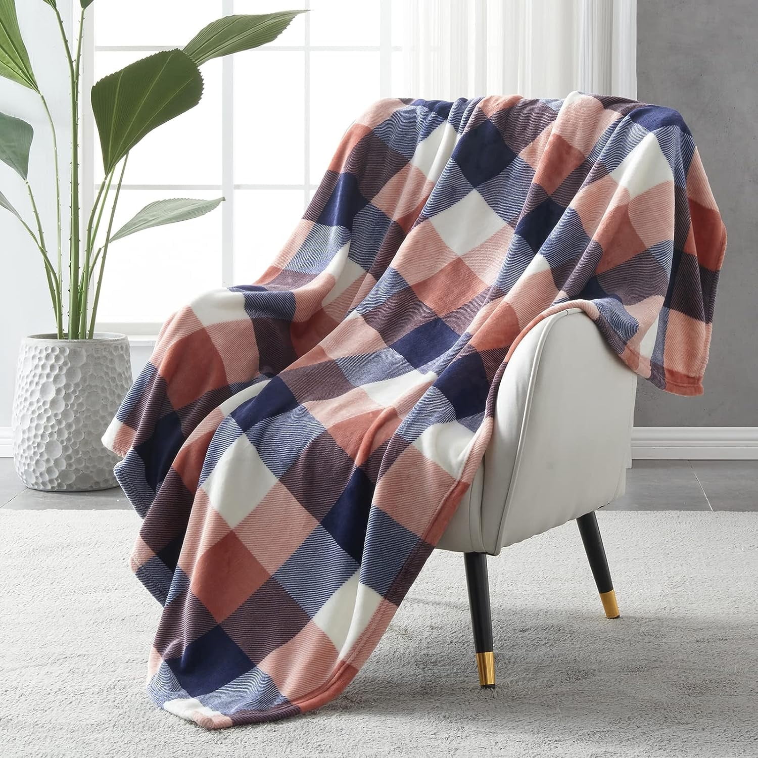 Buffalo Plaid Flannel Fleece Throw Blanket 60 x 80 Inches, Soft ...