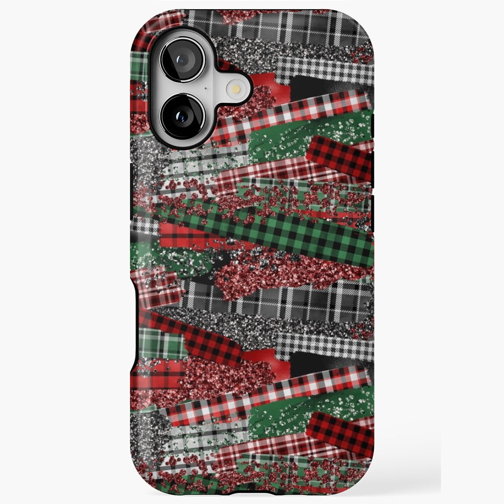 Buffalo Plaid Glitter Green Red Silver Black Christmas Pattern Case for ...