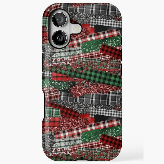 Buffalo Plaid Glitter Green Red Silver Black Christmas Pattern Case for ...