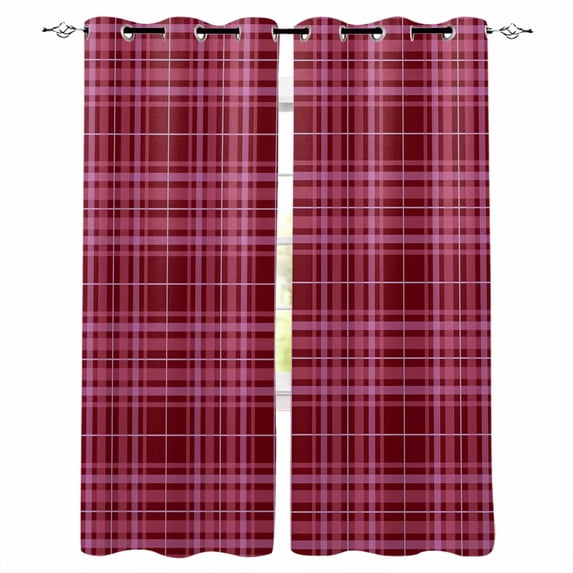 Buffalo Plaid Kitchen Curtains Deep Maroon Farmhouse Gingham Striped ...
